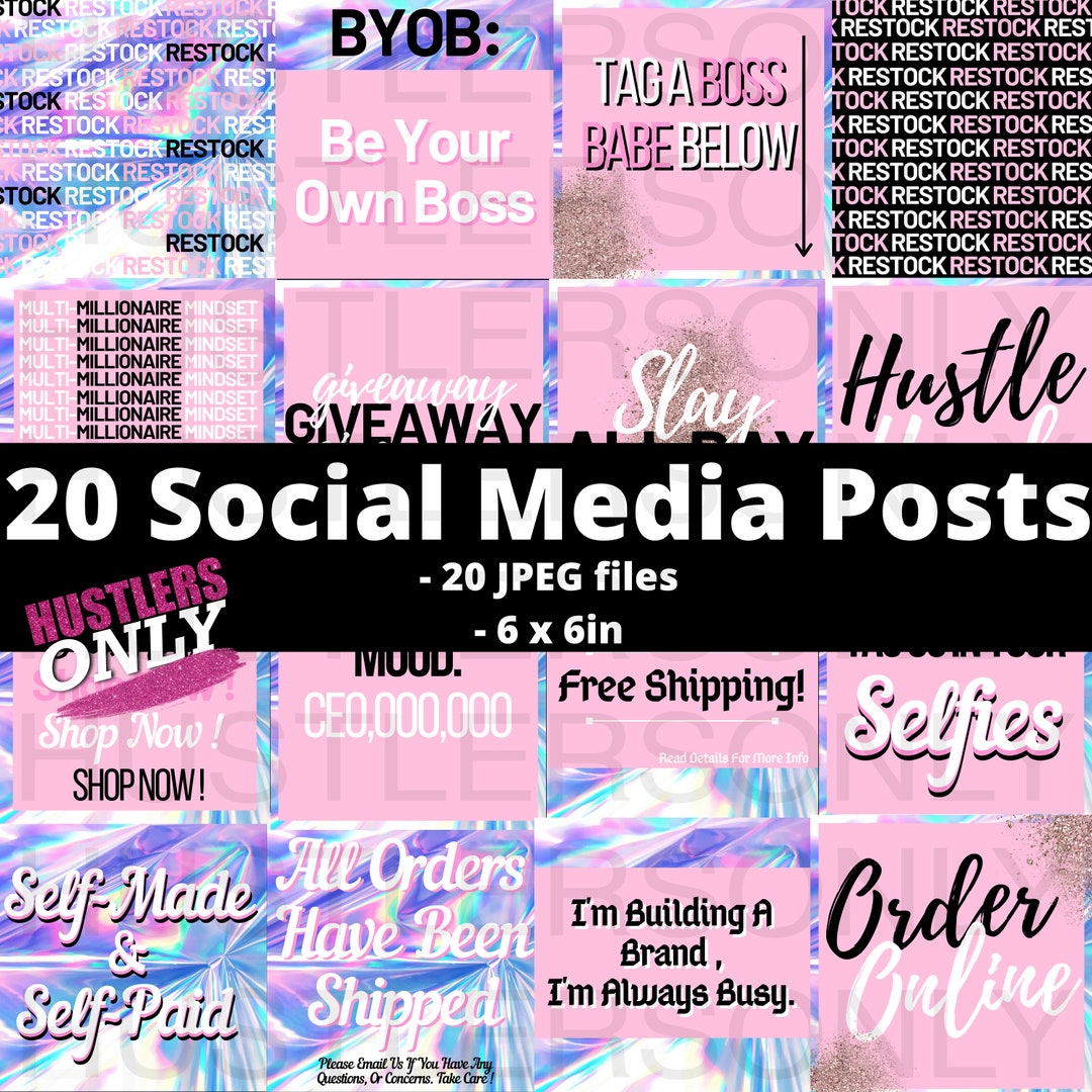 20 Premade Instagram Posts for Business Social Media Content, Boss Babe ...
