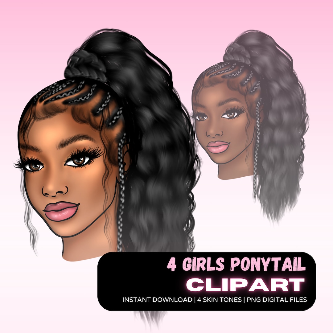 CLIPART 4 Girl With Braided Ponytail High Quality PNG, Illustration ...