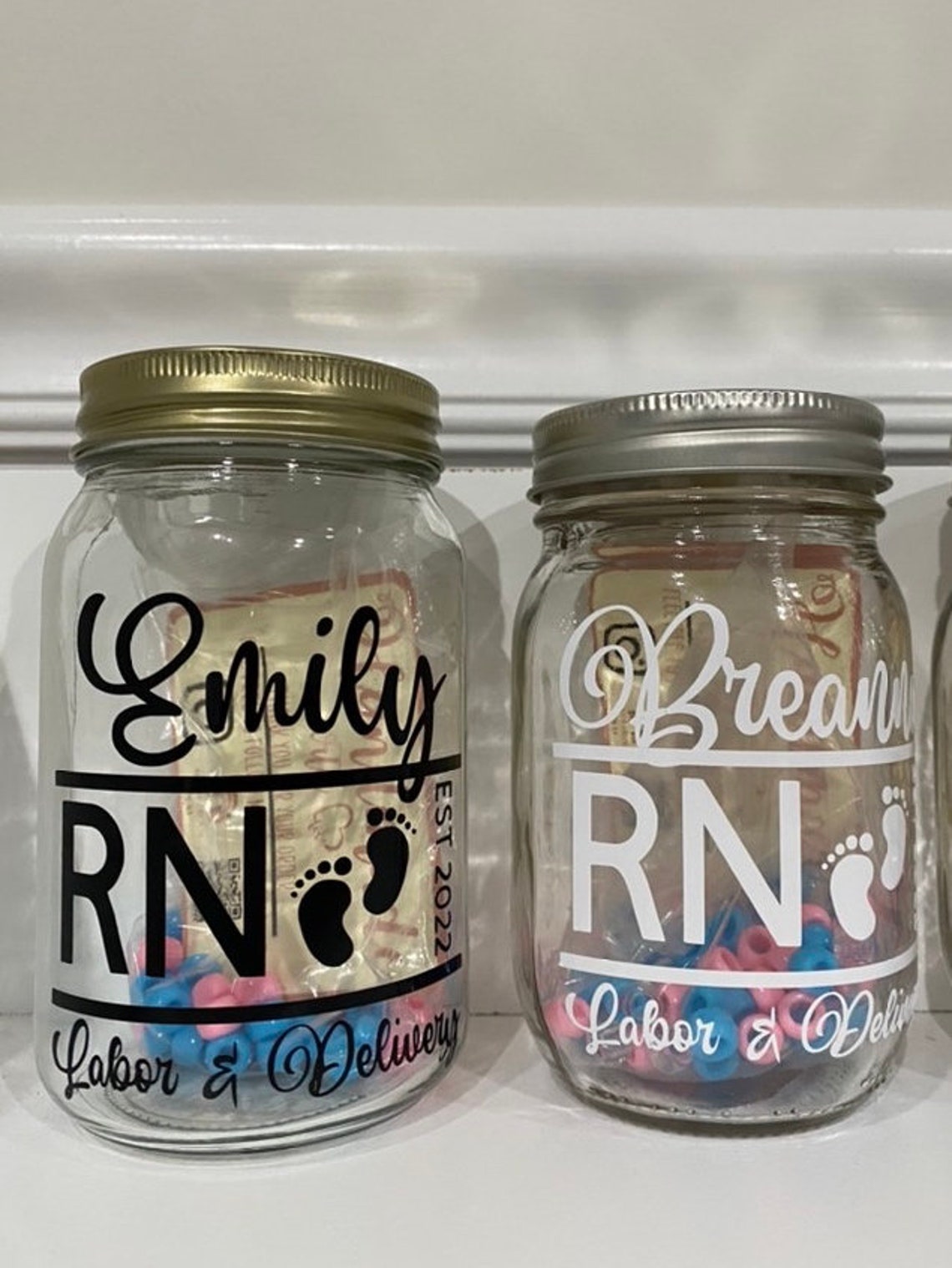 Decal and Beads ONLY for Personalized Labor and Delivery Jar. - Etsy