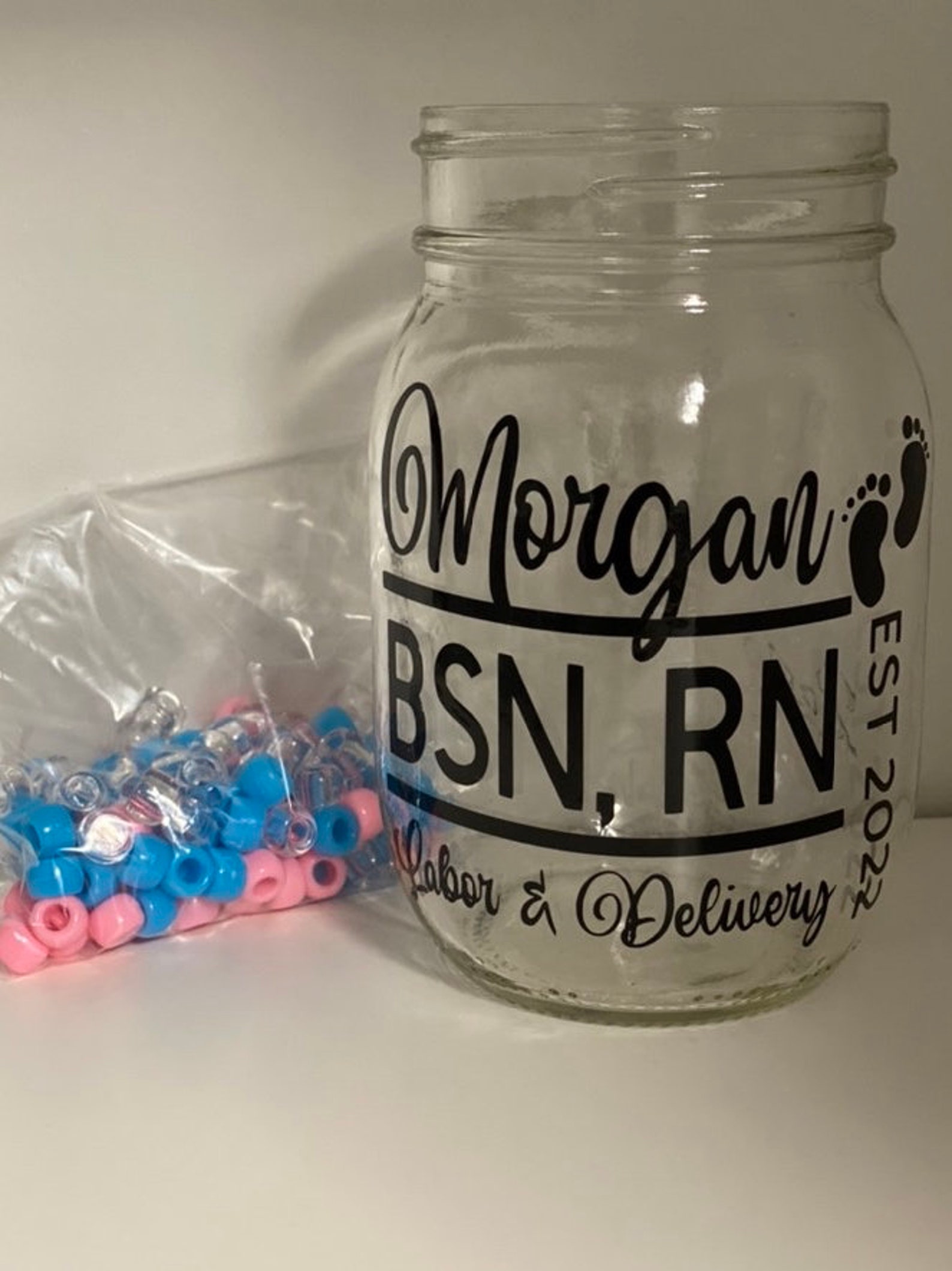 Decal and Beads ONLY for Personalized Labor and Delivery Jar. - Etsy