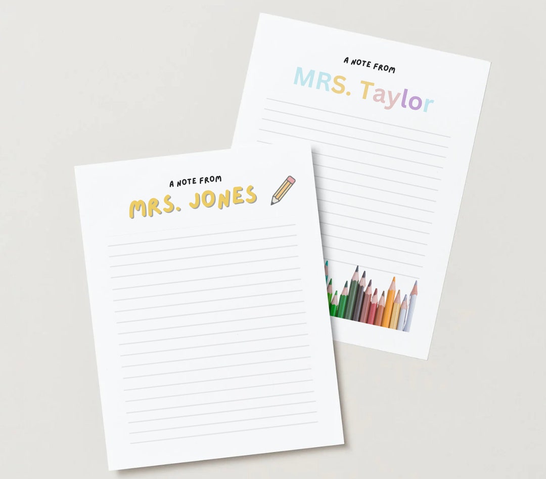 Teacher Pencil Notepad Personalized Teacher Notepad Elementary Teacher ...