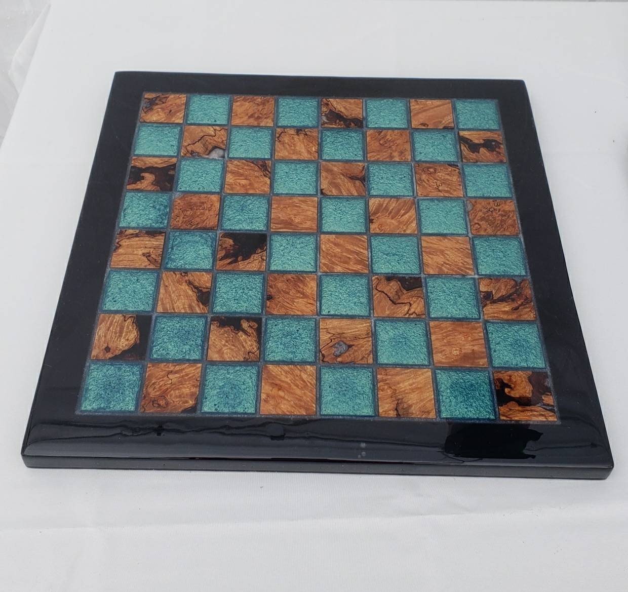 Game Board Handmade Epoxy Maple Burl Rare Handmade Collectible Chess ...