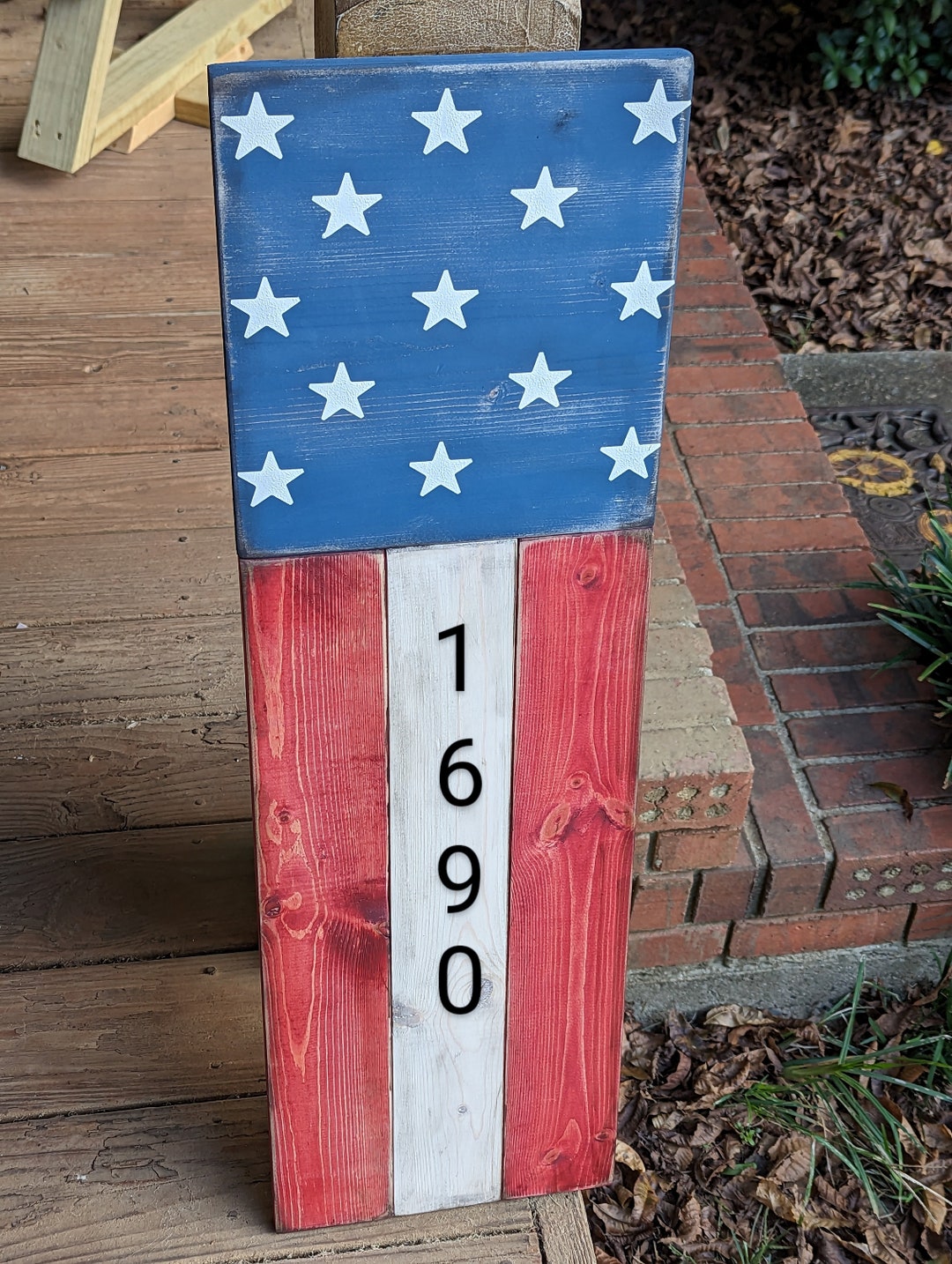 American Flag Address Sign, Flag Sign, Red, White and Blue - Etsy