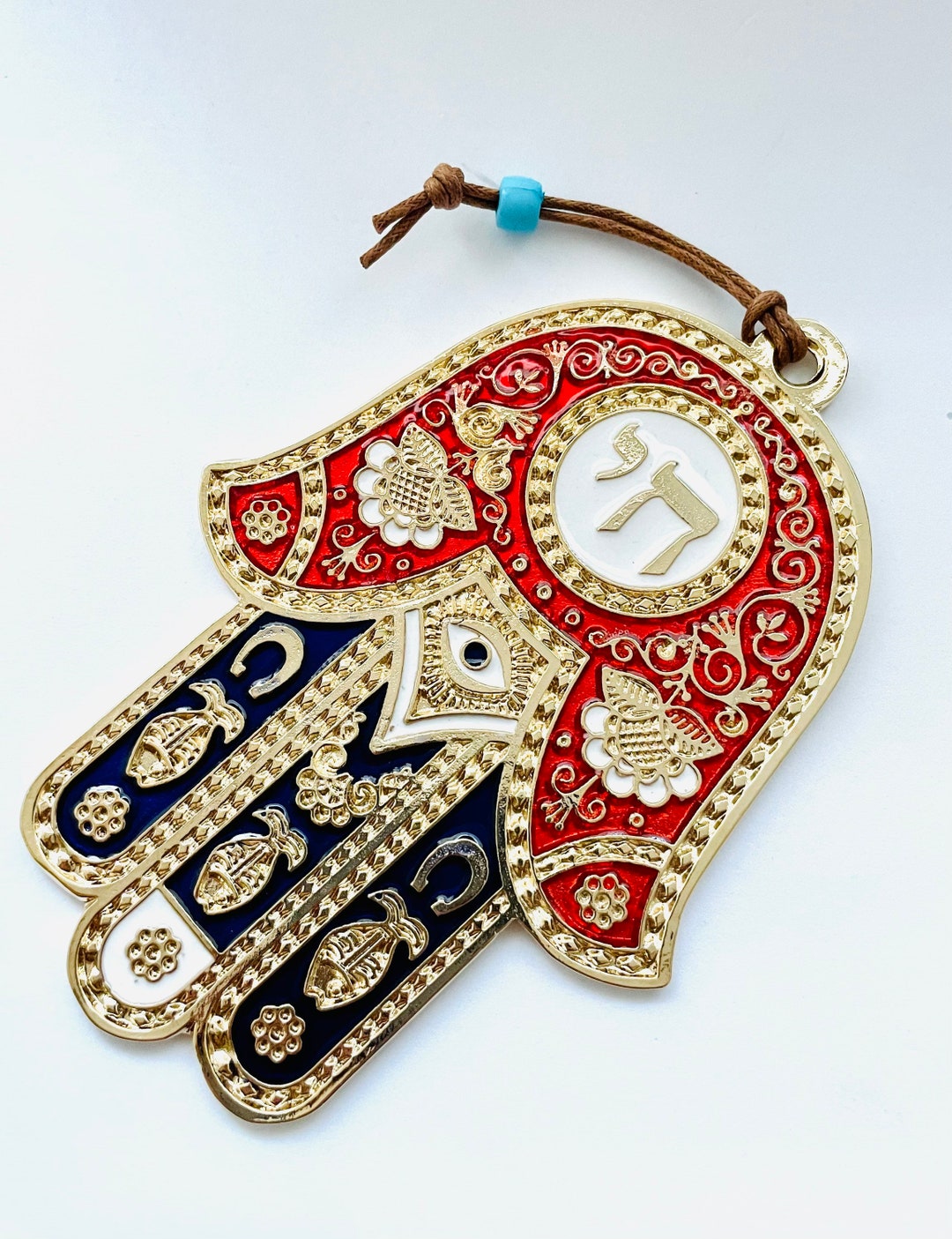 Gold Metal Hamsa Wall Hanging: Chai Symbol, Jewish Home Blessing - Etsy