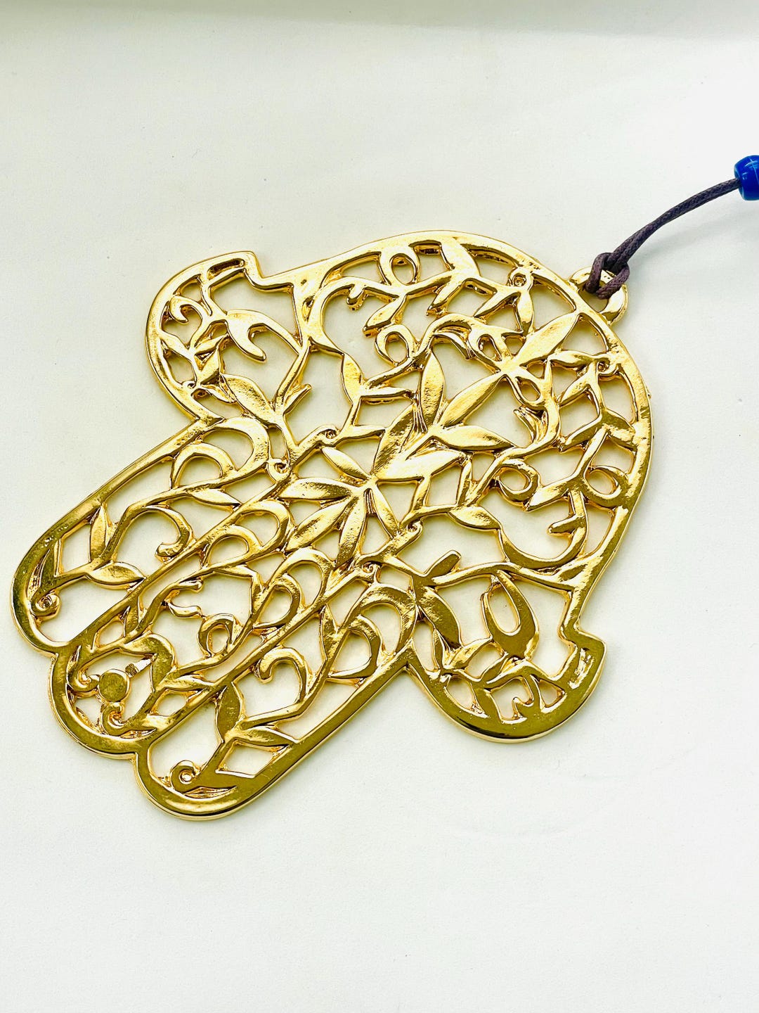 Gold Metal Hamsa Wall Hanging, Leaf Design, Jewish Home Blessing - Etsy