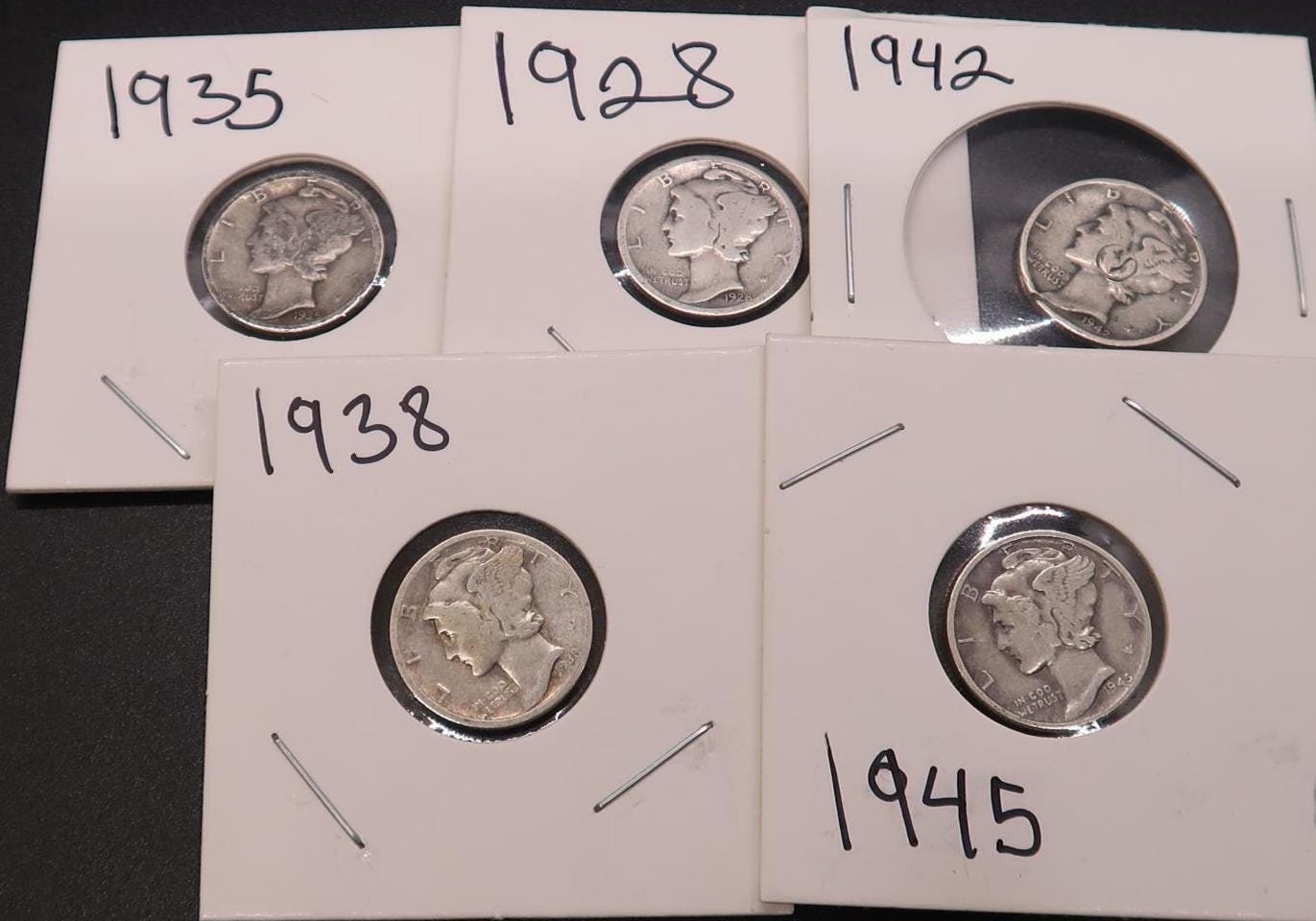 Mercury Dime Collection Set of 5 | 1920s-1940s US 90% Silver Dimes ...