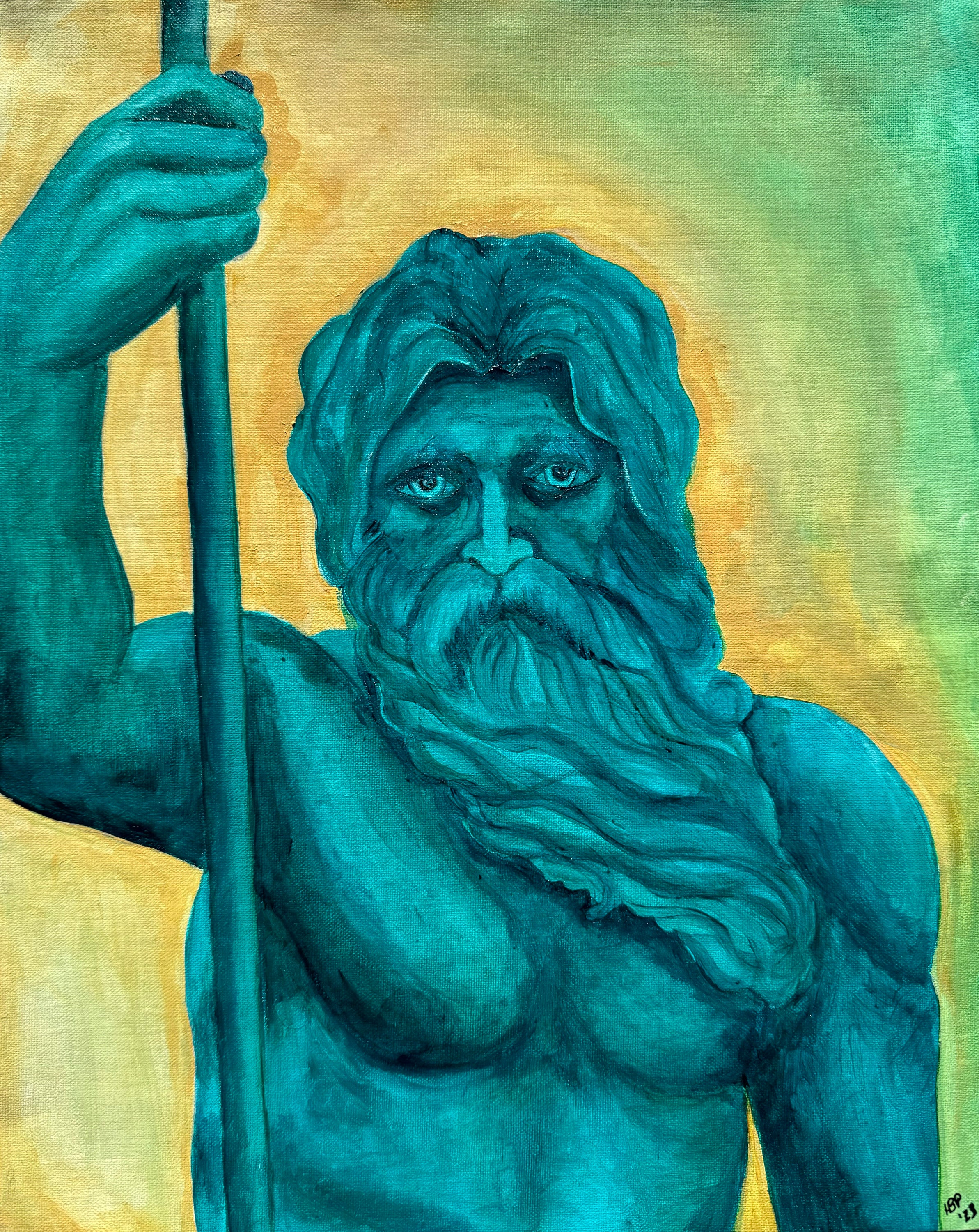 Poseidon Portrait - Painting of Bronze Statue at Residenz Munchen ...