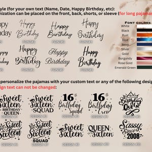 Sweet Sixteen Pajamas, Birthday Party Monogram Satin Pajamas Set ...