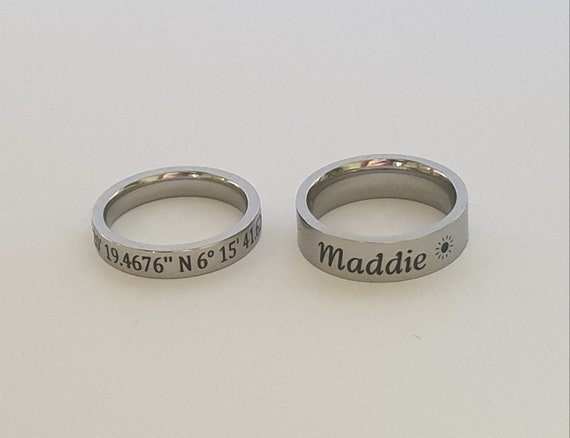 Personalised Ring Custom Engraved 4/6mm Stainless Steel | Etsy
