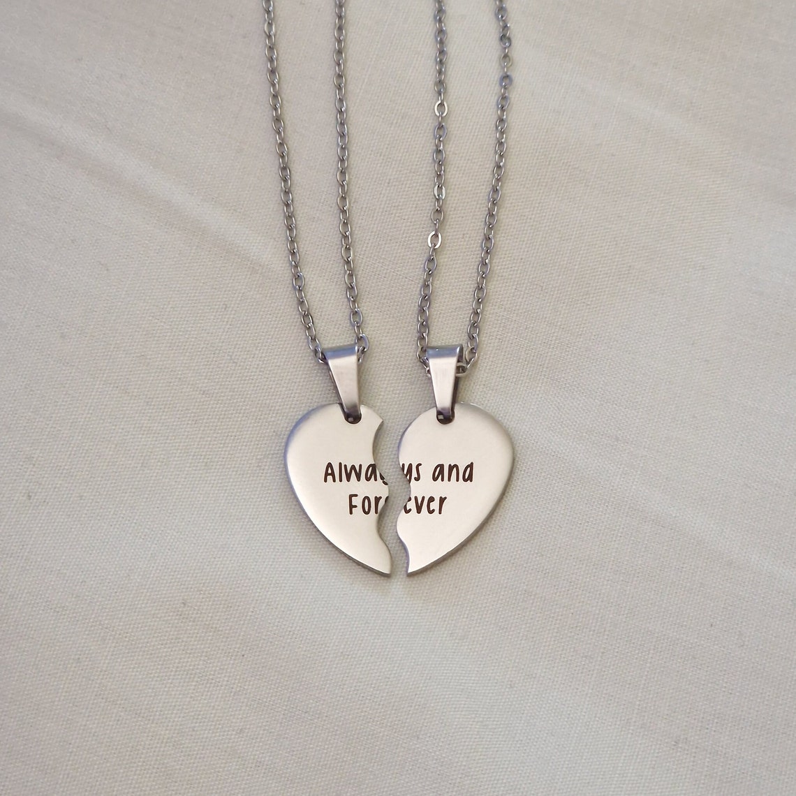 Personalised Best Friends Heart Necklaces Couples Necklaces - Etsy
