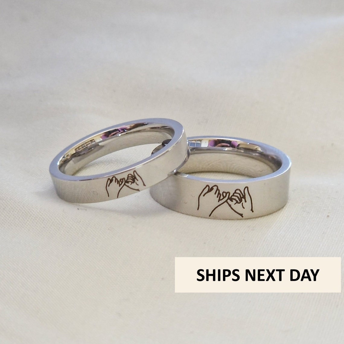 Personalised Pinky Promise Couples Rings Stainless Steel. - Etsy