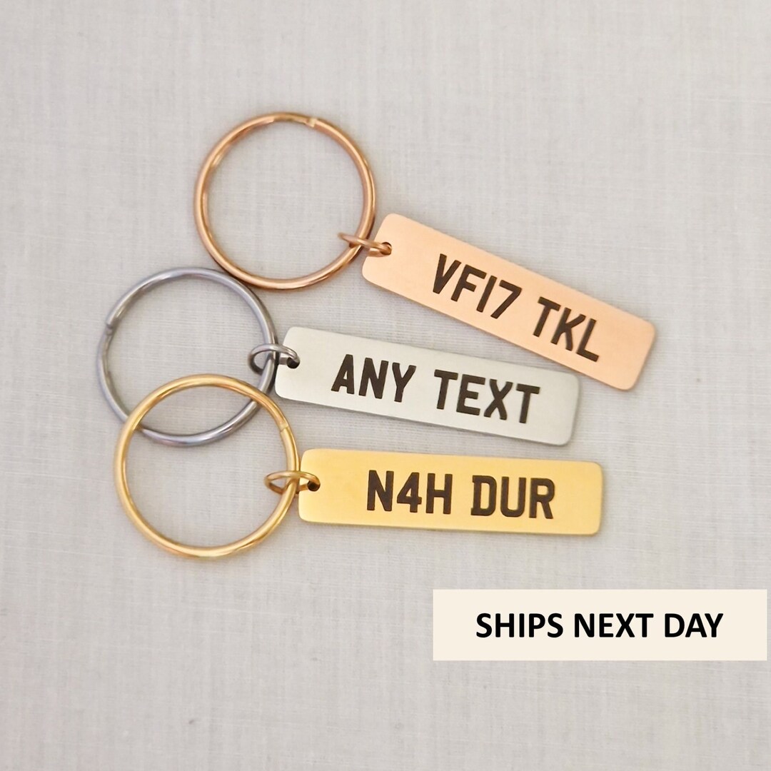 Personalised Number Plate Keyring, Laser Engraved Steel Keychain ...