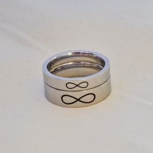 Personalised Infinity Couples Rings, Stainless Steel. 4/6mm. Together ...