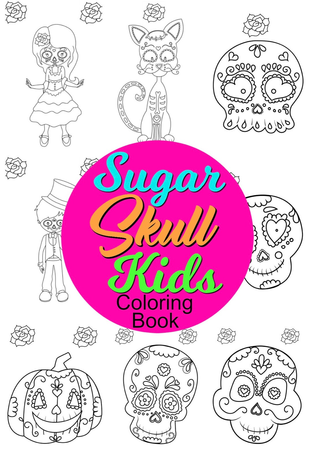 Sugar Skull Kids Coloring Sheets - Etsy