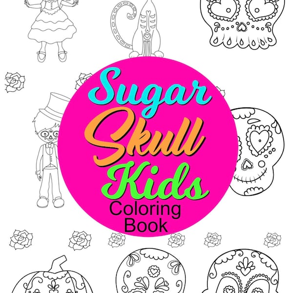Sugar Skull Kids Coloring Sheets - Etsy