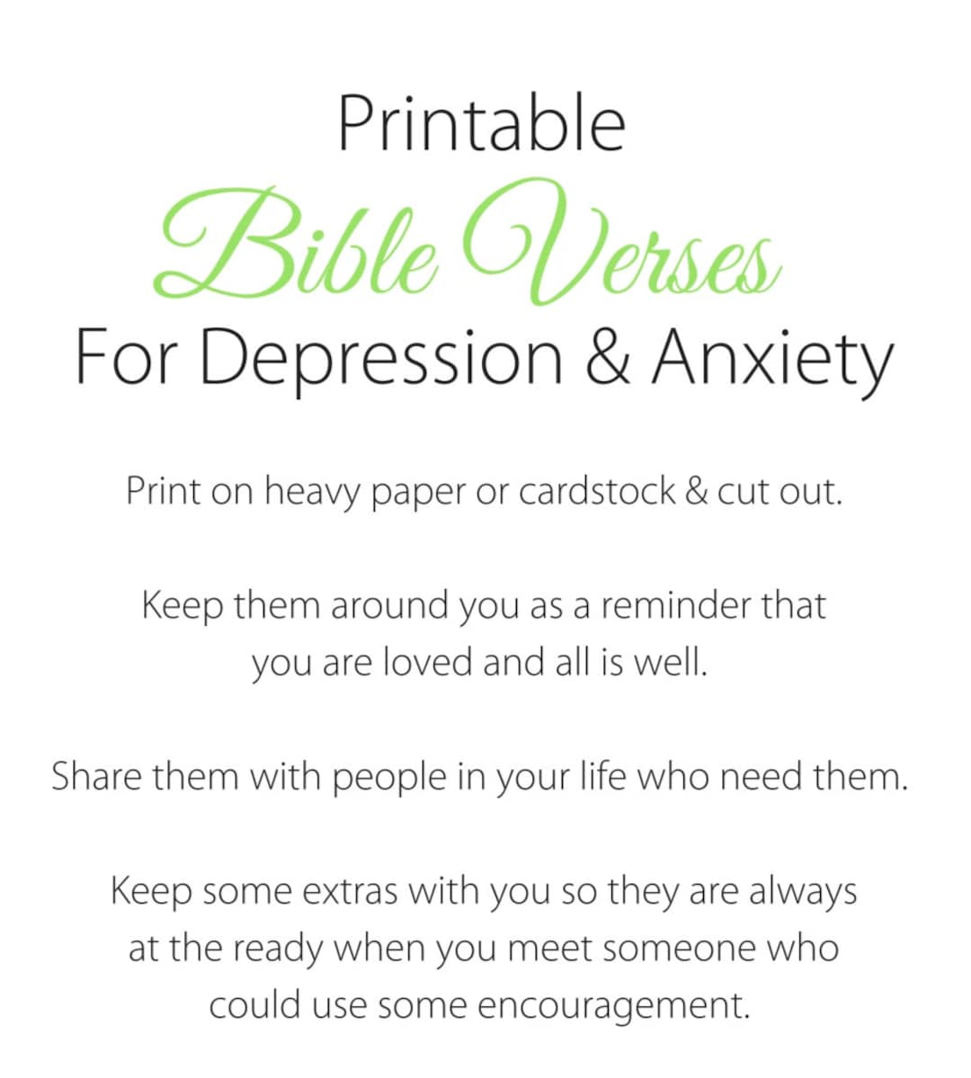 Printable Bible Verses for Depression and Anxiety - Etsy