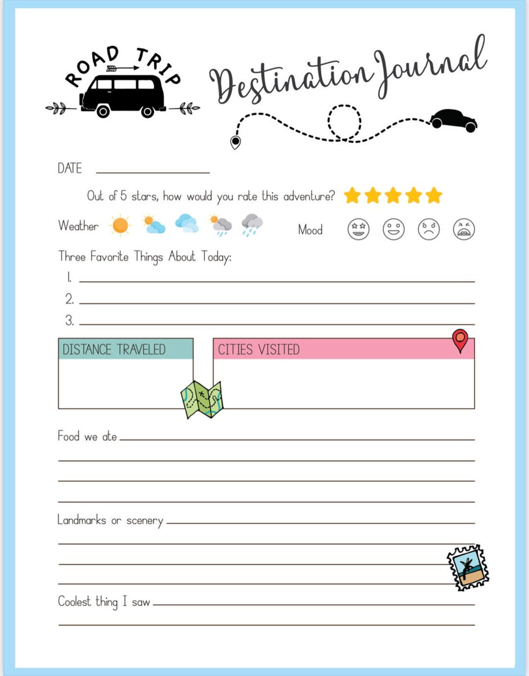 Road Trip Activity Journal - Etsy