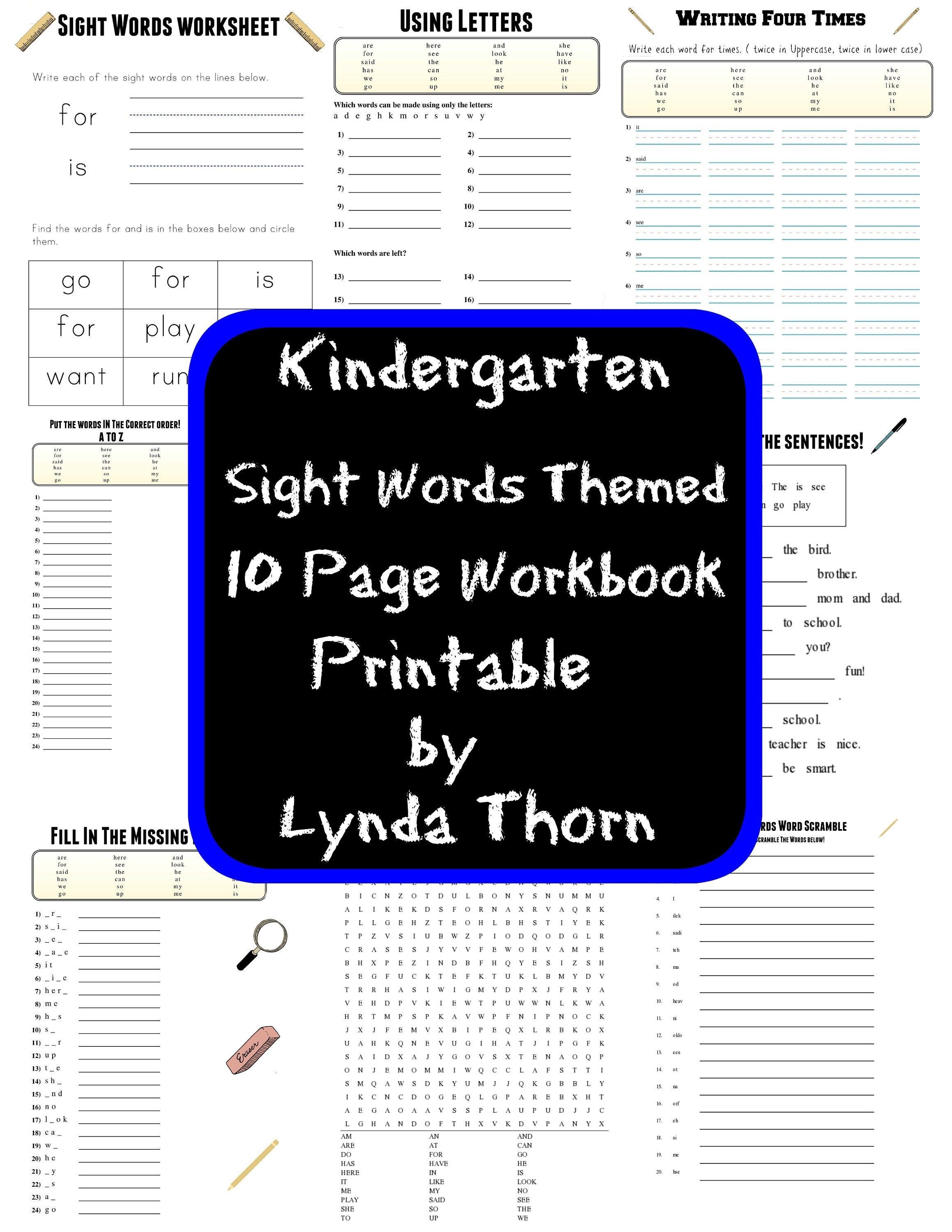 Kinder-2nd Grade Sight Words Workbook 10 Pages - Etsy