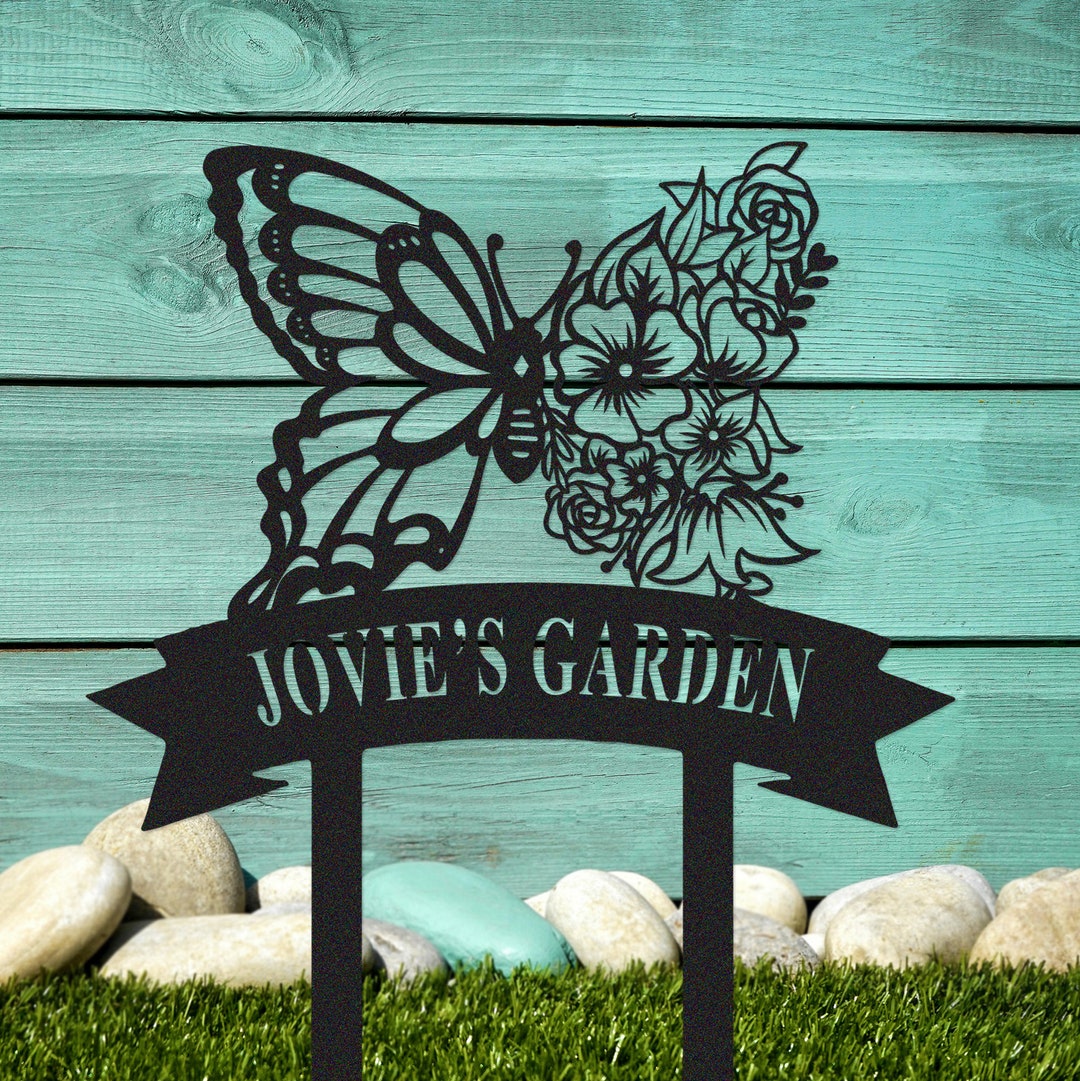 Custom Garden Sign With Stake,butterfly Metal Garden Sign,butterfly ...