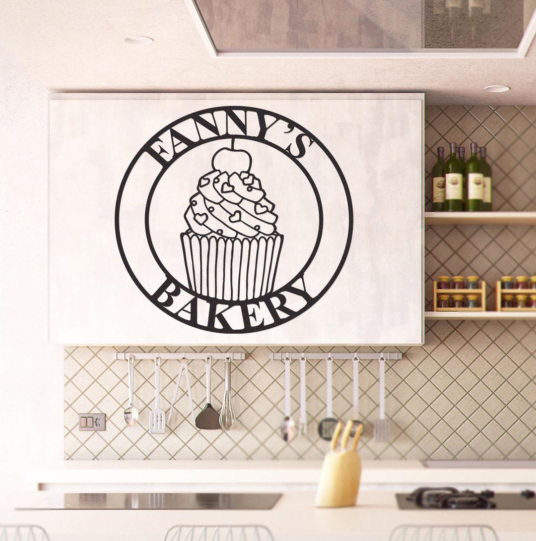 Custom Bakery Shop Sign, Baking Gifts, Bakery Metal Wall Art,,cupcake ...