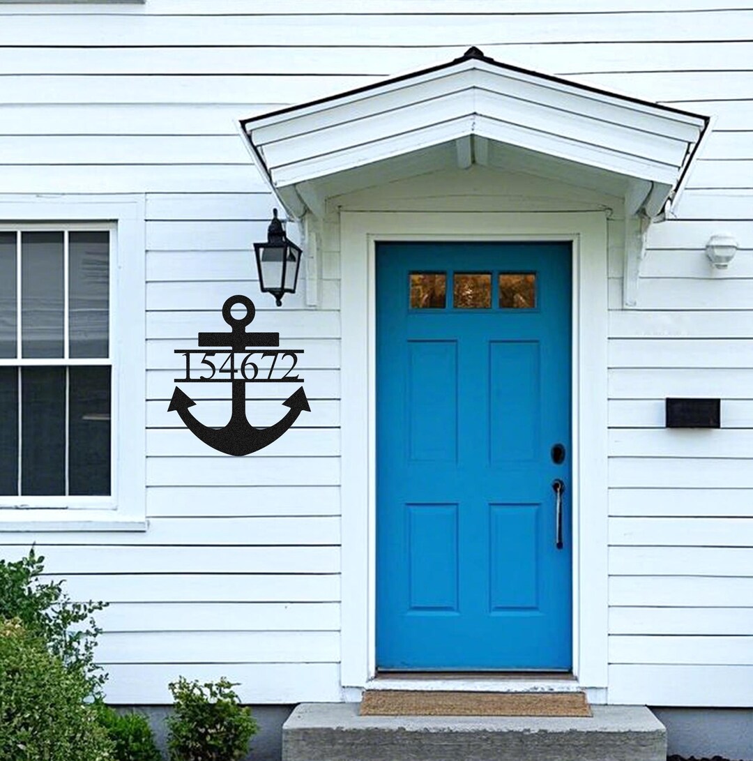 Anchor House Number Sign,custom Nautical Address Sign, Metal Anchor ...