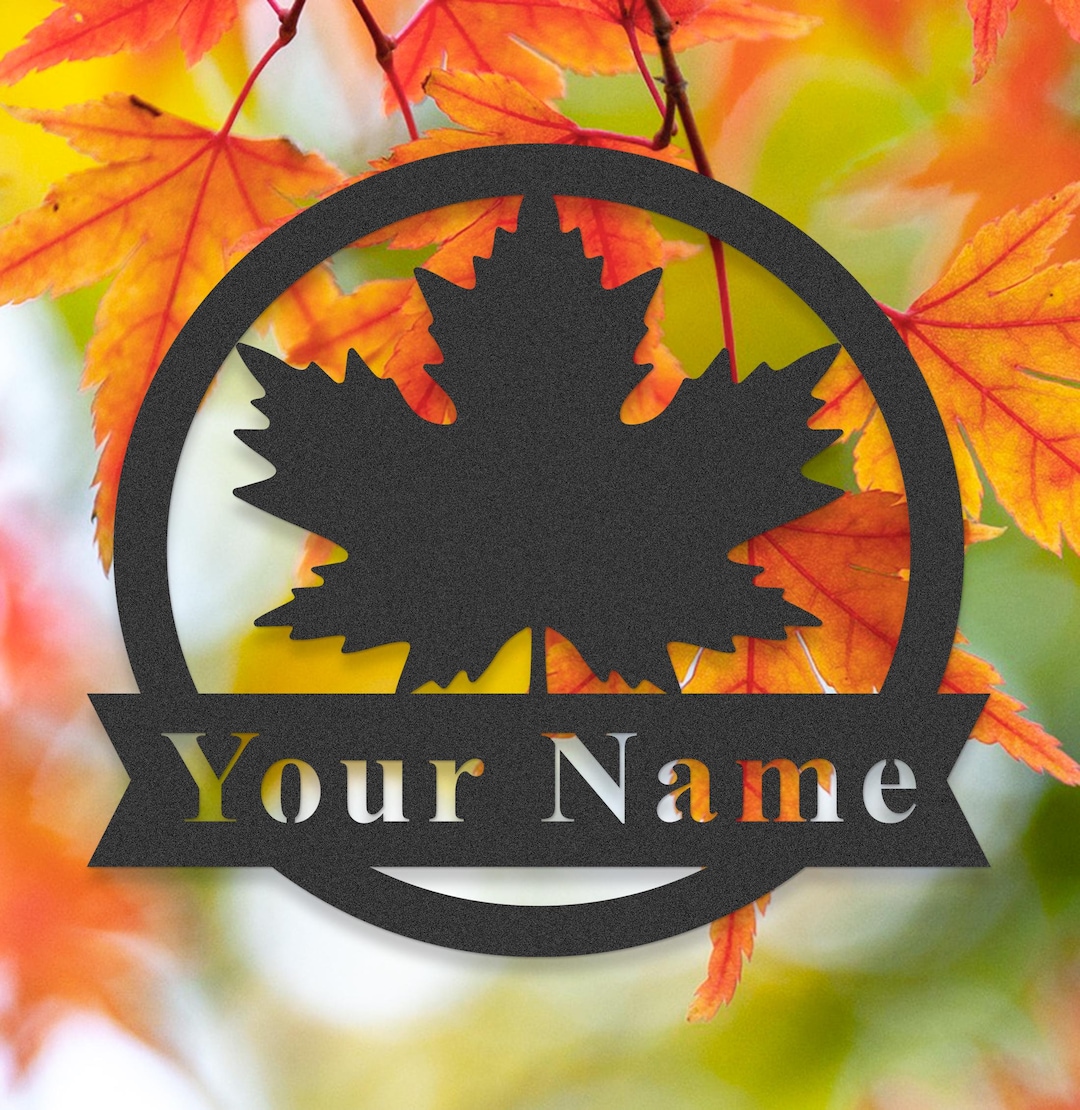 Maple Leaf Wall Decor,maple Leaf Monogram,canada Metal Sign,custom ...