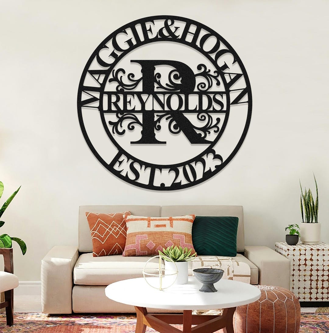 Custom Family Name Metal Sign, Personalized Metal Monogram Sign, Last ...
