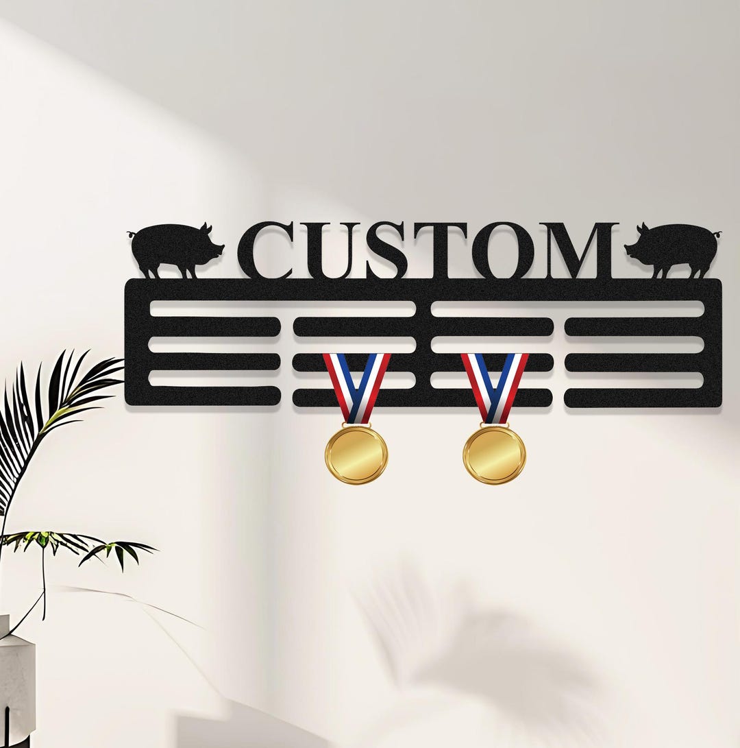 Personalized Pig Award Medal Holder, Custom Pigs Name Medal Hanger, 12 ...