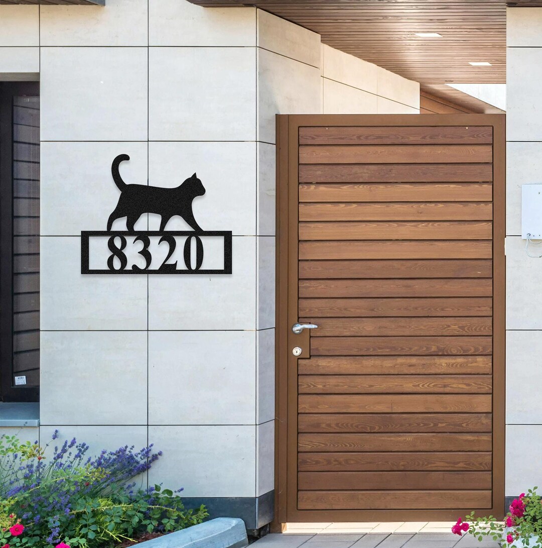 Custom Cat Number Sign,cat Address Sign, Metal Address Sign for House ...