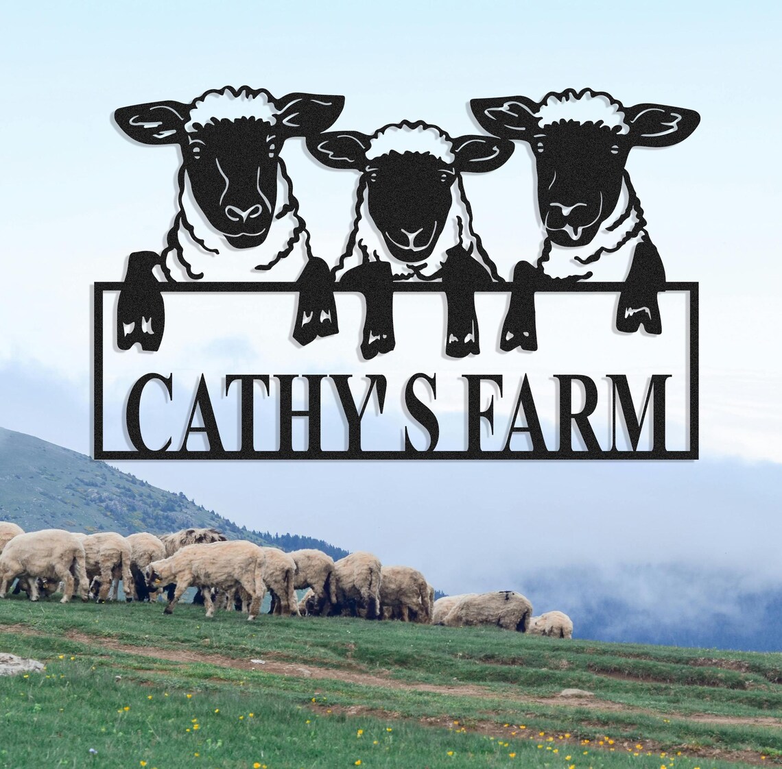 Sheep Farm Metal Sign, Custom Metal Sheep Sign,personalized Three Sheep ...