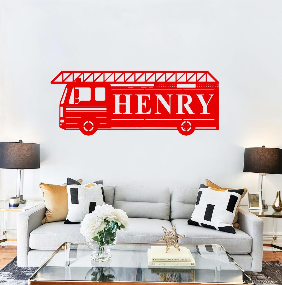 Fire Engine Ladder Truck Metal Sign,custom Fire Engine Wall Decor ...