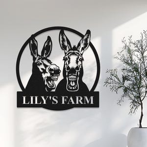 Donkeys Wall Art,custom Donkey Farm Metal Sign, Personalized Metal ...