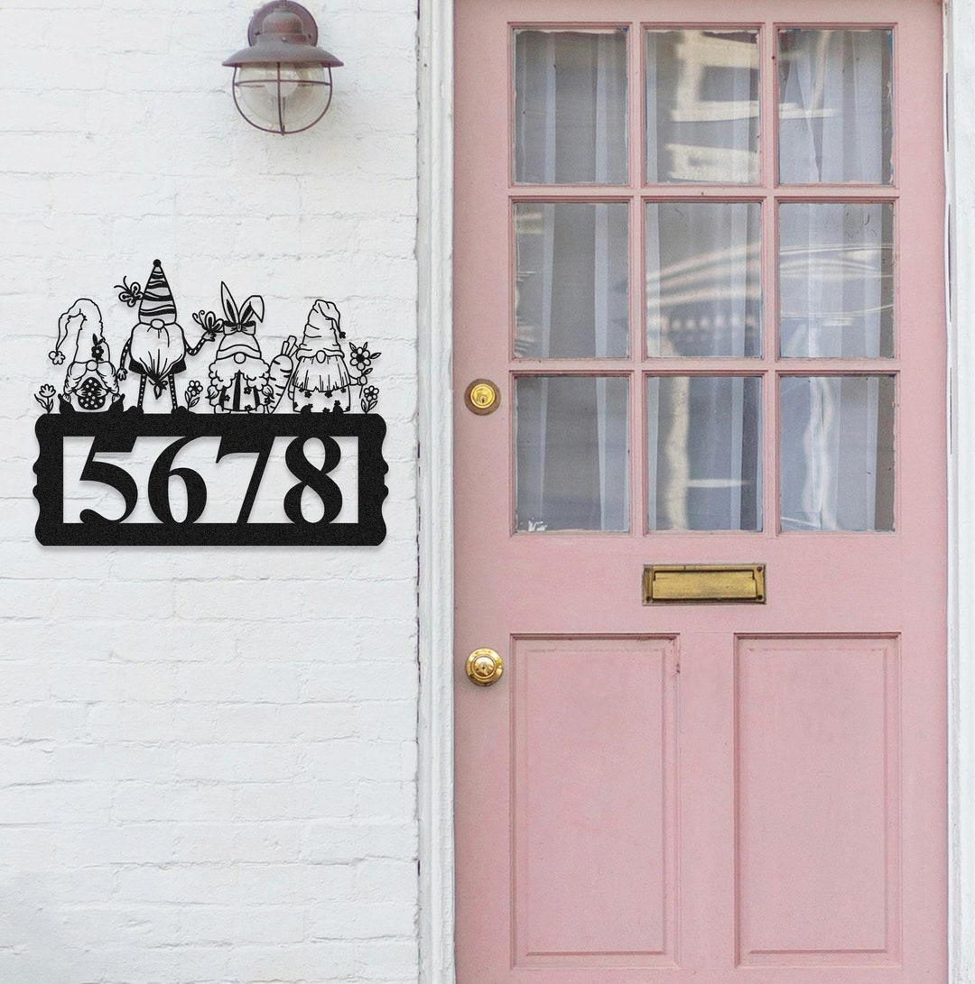 Gnome Metal Sign,gnome Custom Number Sign,metal Address Sign,street ...