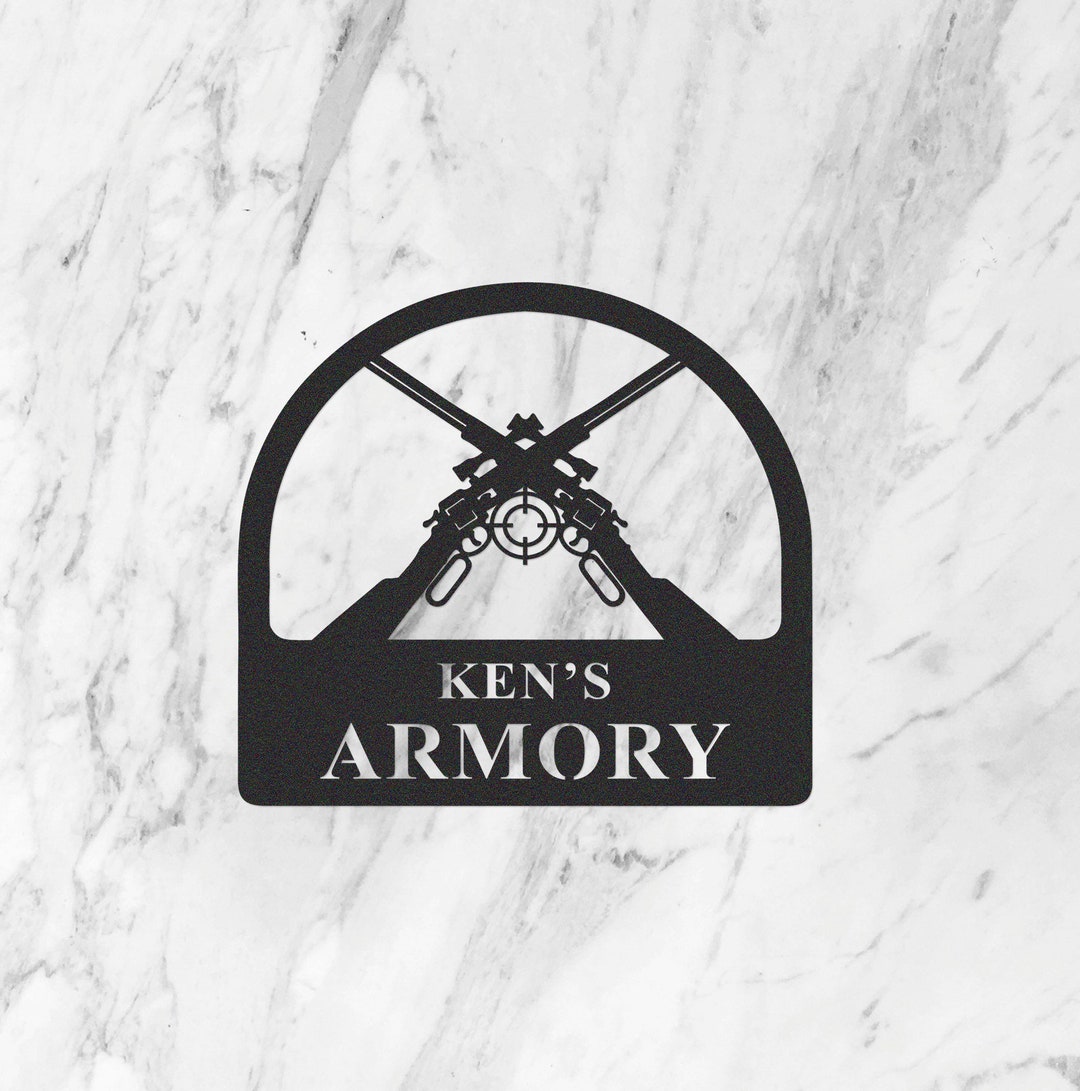 Custom Metal Gun Sign,personalized Armory Name Sign, Man Cave Decor ...
