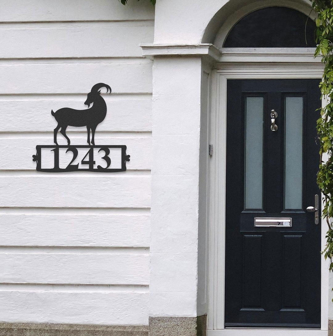 Goat House Number Sign, Metal Goat House Number, Custom Goat Number ...