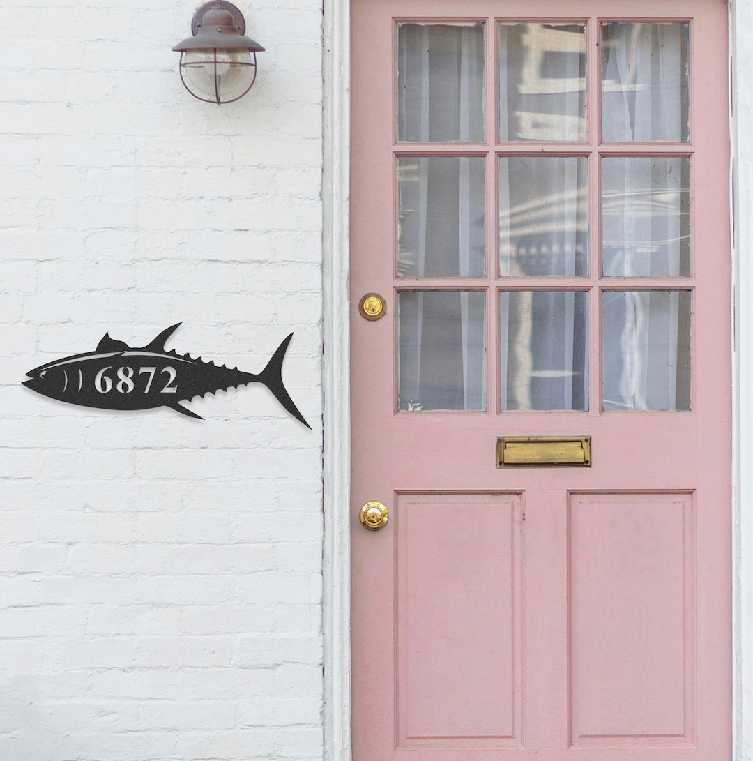 Fish Address Sign,custom House Number Metal Sign,door Number,fish Home ...