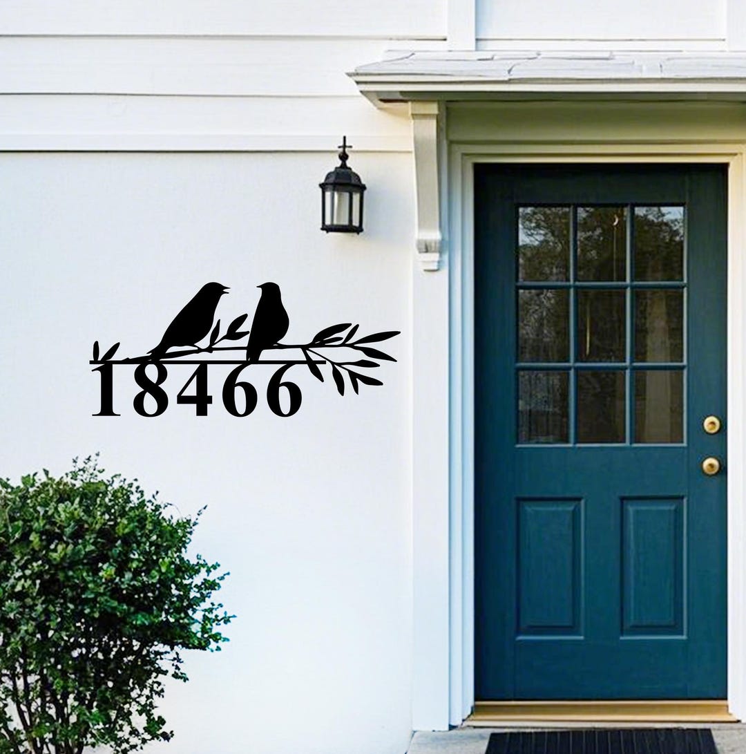 Custom Birds House Number Sign,lovebirds Metal Address Sign,front Door ...