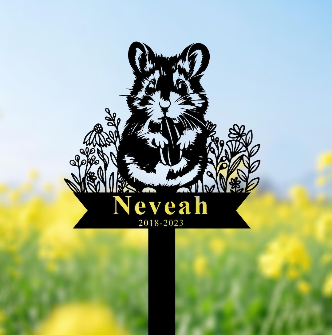 Custom Hamster Memorial Garden Stake, Personalized Metal Hamster Grave ...