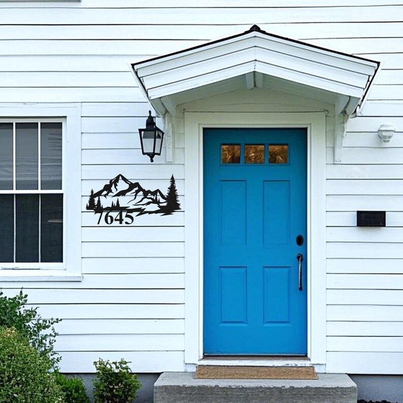 Custom Mountains House Number Sign,hills Metal Address Sign,metal ...