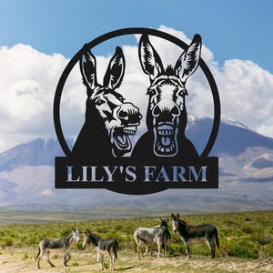 Donkeys Wall Art,custom Donkey Farm Metal Sign, Personalized Metal ...