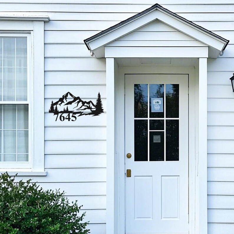 Custom Mountains House Number Sign,hills Metal Address Sign,metal ...