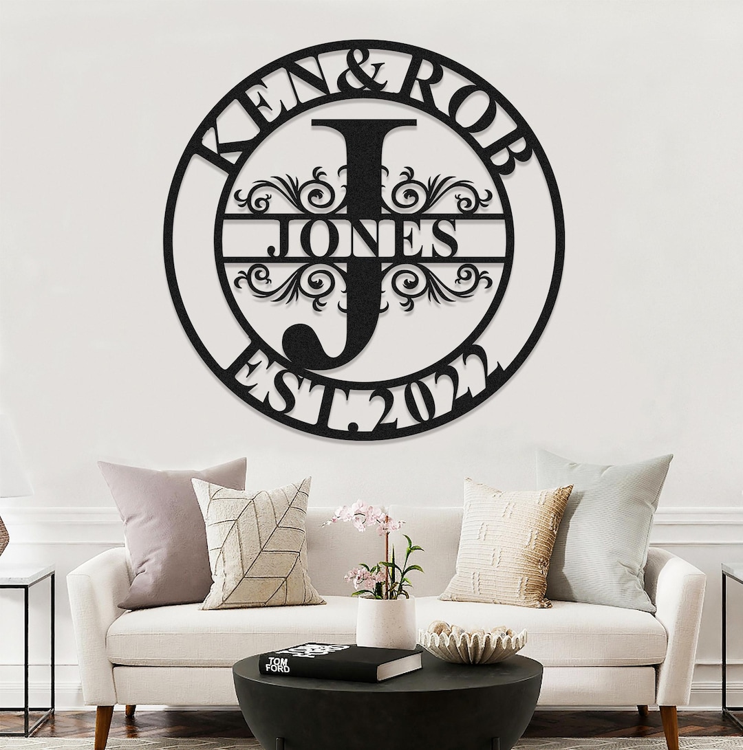 Custom Last Name Metal Sign,personalized Family Name Sign,initial ...