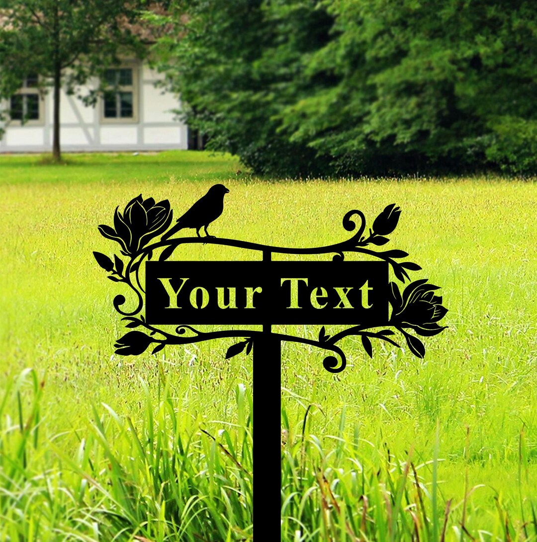 Custom Metal Bird Garden Sign,bird With Flower Garden Sign,personalized ...