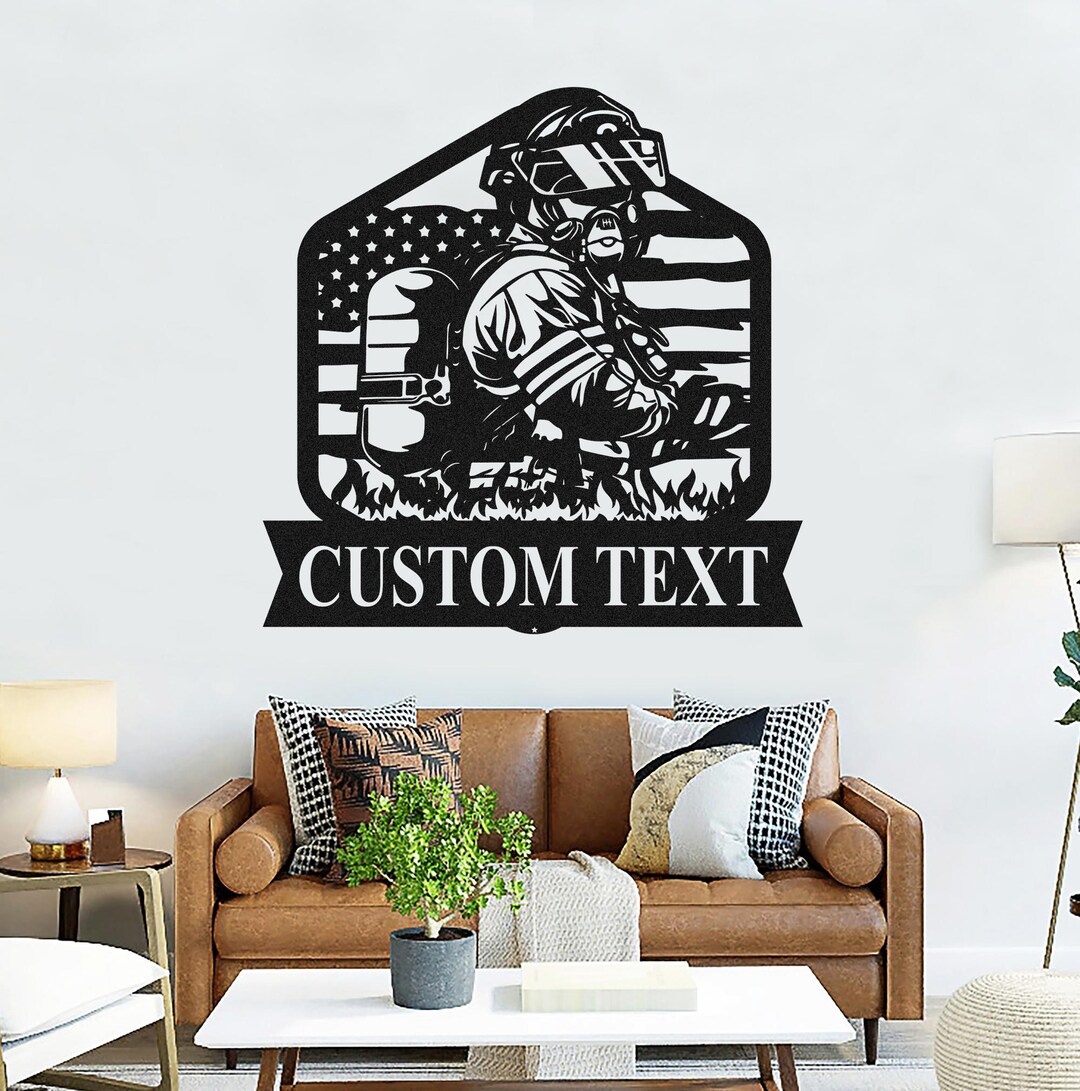 Custom Firefighter Metal Sign, Firefighter Monogram Sign,fireman Metal ...