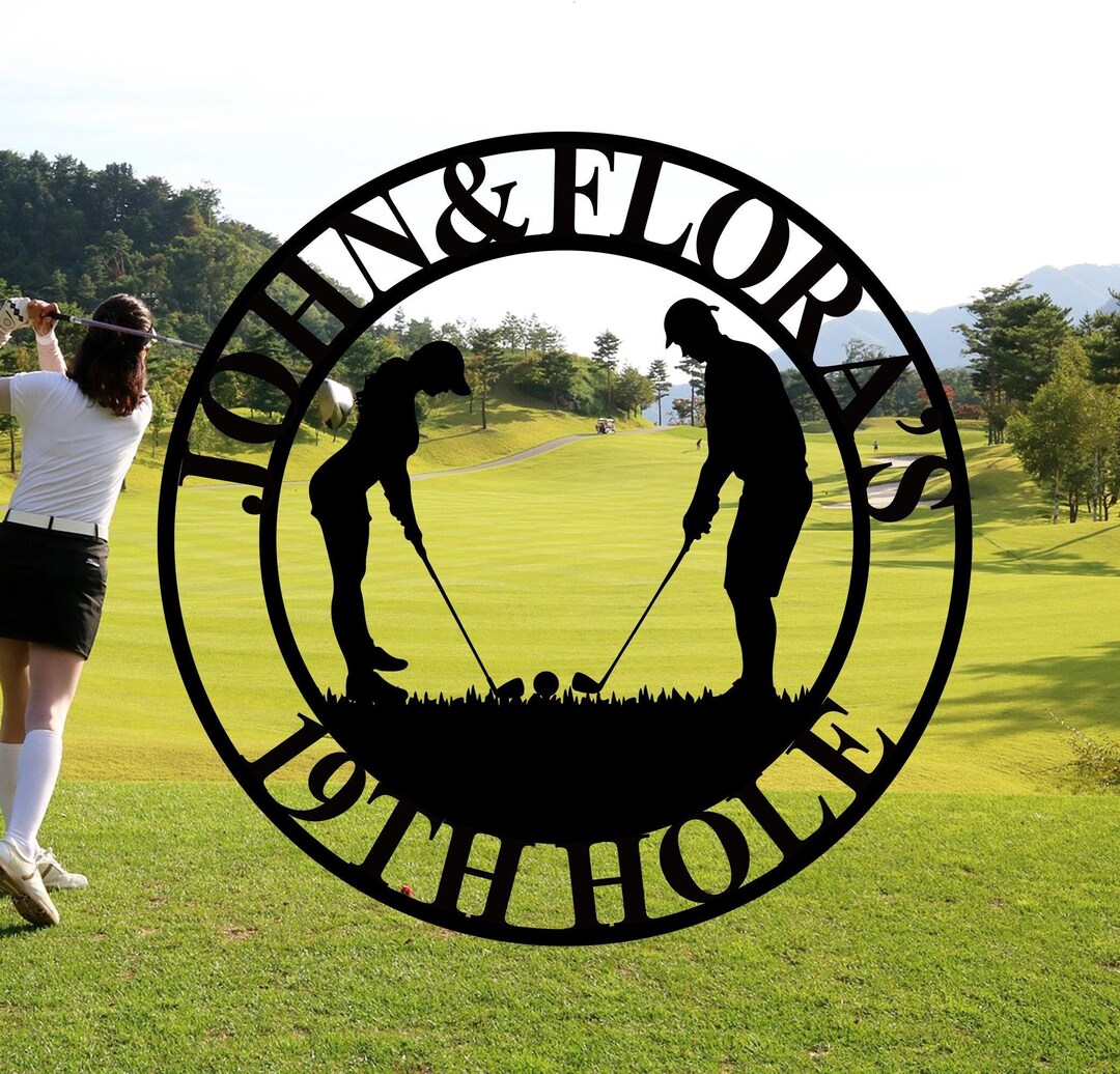 Couple Golfing Metal Sign,personalized Couple Golf Name Sign,19th Hole ...