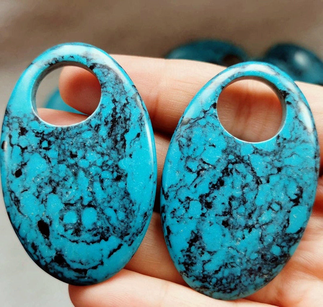 2pcs 55mm Dark Blue Matrix Turquoise Gemstone Pendantlarge - Etsy