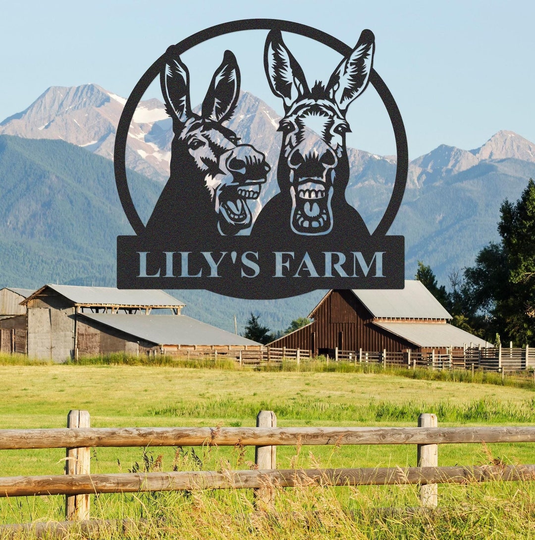 Donkeys Wall Art,custom Donkey Farm Metal Sign, Personalized Metal ...