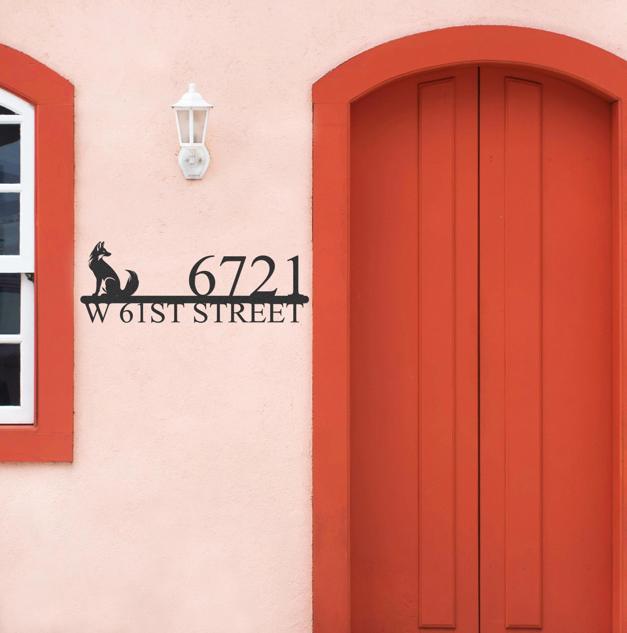 Metal Address Sign,personalized Fox House Number Sign,street Name Sign ...