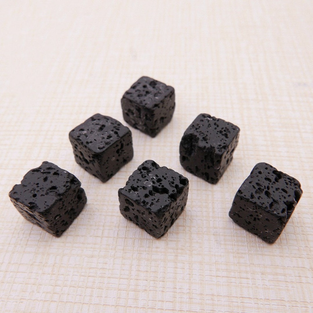 50pcs 8/12mm No Hole, Natural Basalt Cube Black Volcanic Stone ...