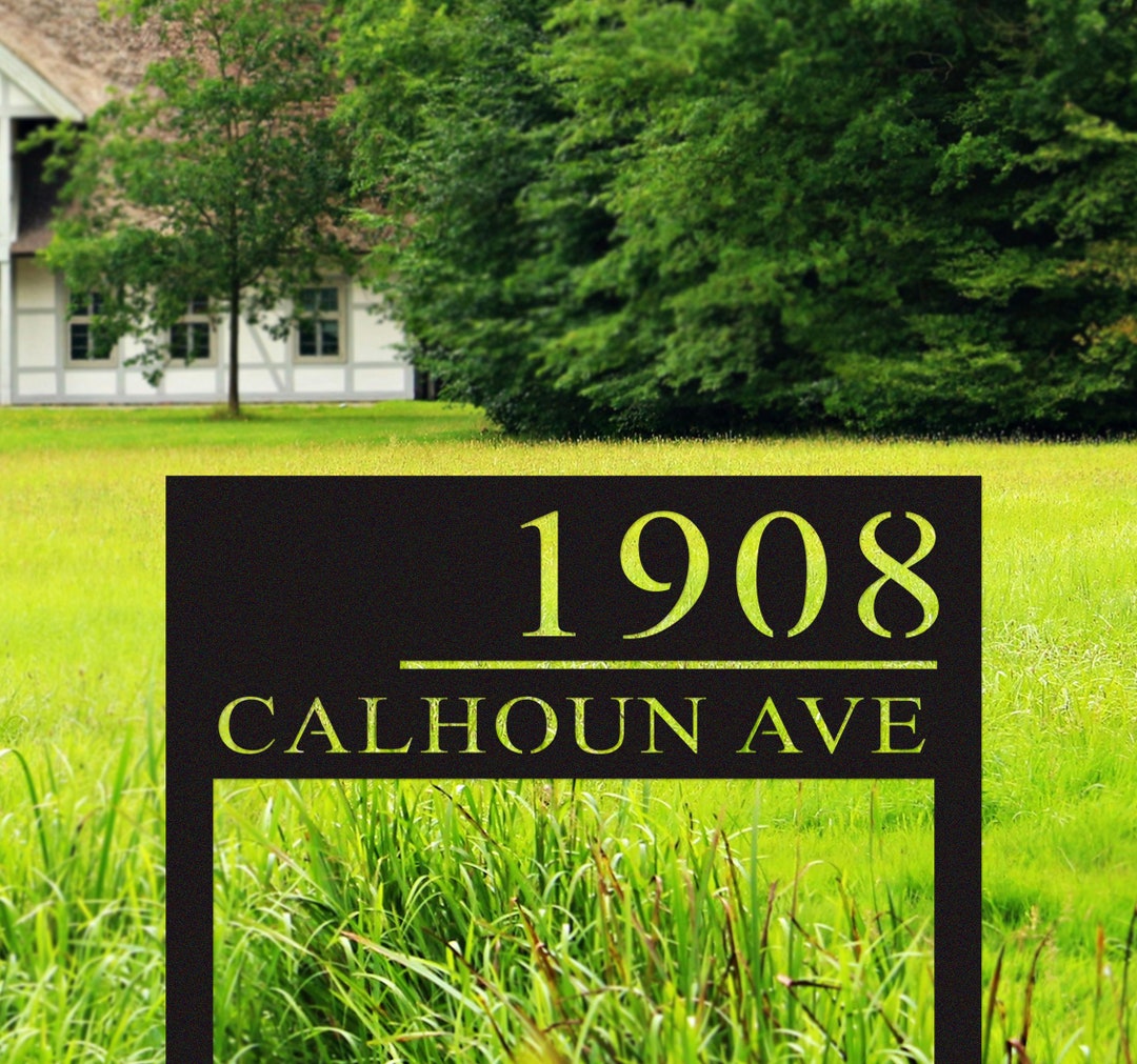 Custom Address Sign With Stakes, Modern House Number Sign,personalized ...